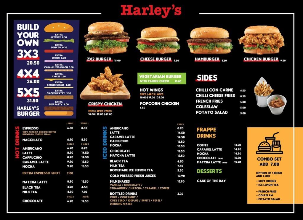 Yummy Burgers, Juicy Fried Chicken And Great Coffee At Harley's Burgers ...