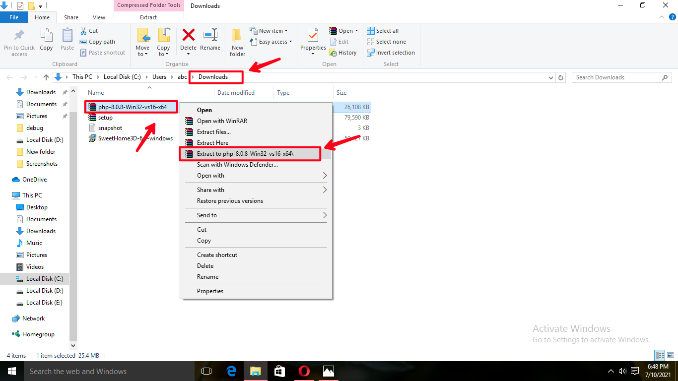 php download and installation Tutorial for Windows 10 (64-bit) - Answersjet