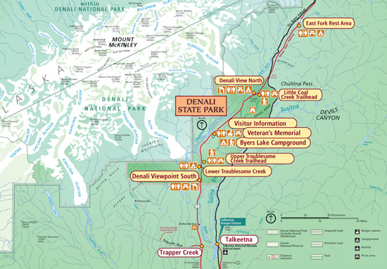 Maps of Alaska Roads By Bearfoot Guides: Map of Denali State Park, Alaska