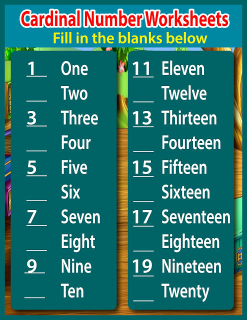 Cardinal Numbers Chart (1-20) / Numbers Chart/ kids book