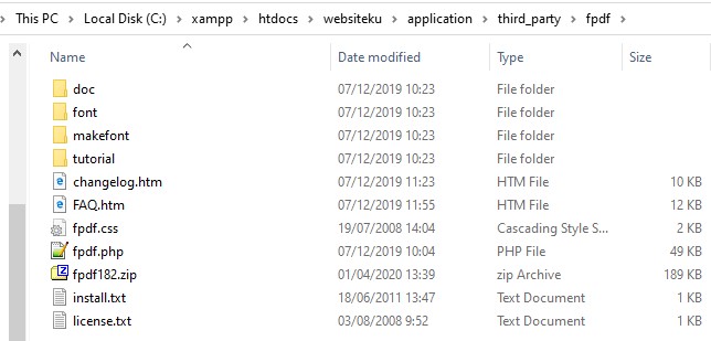 Setting Library Fpdf Untuk Codeigniter