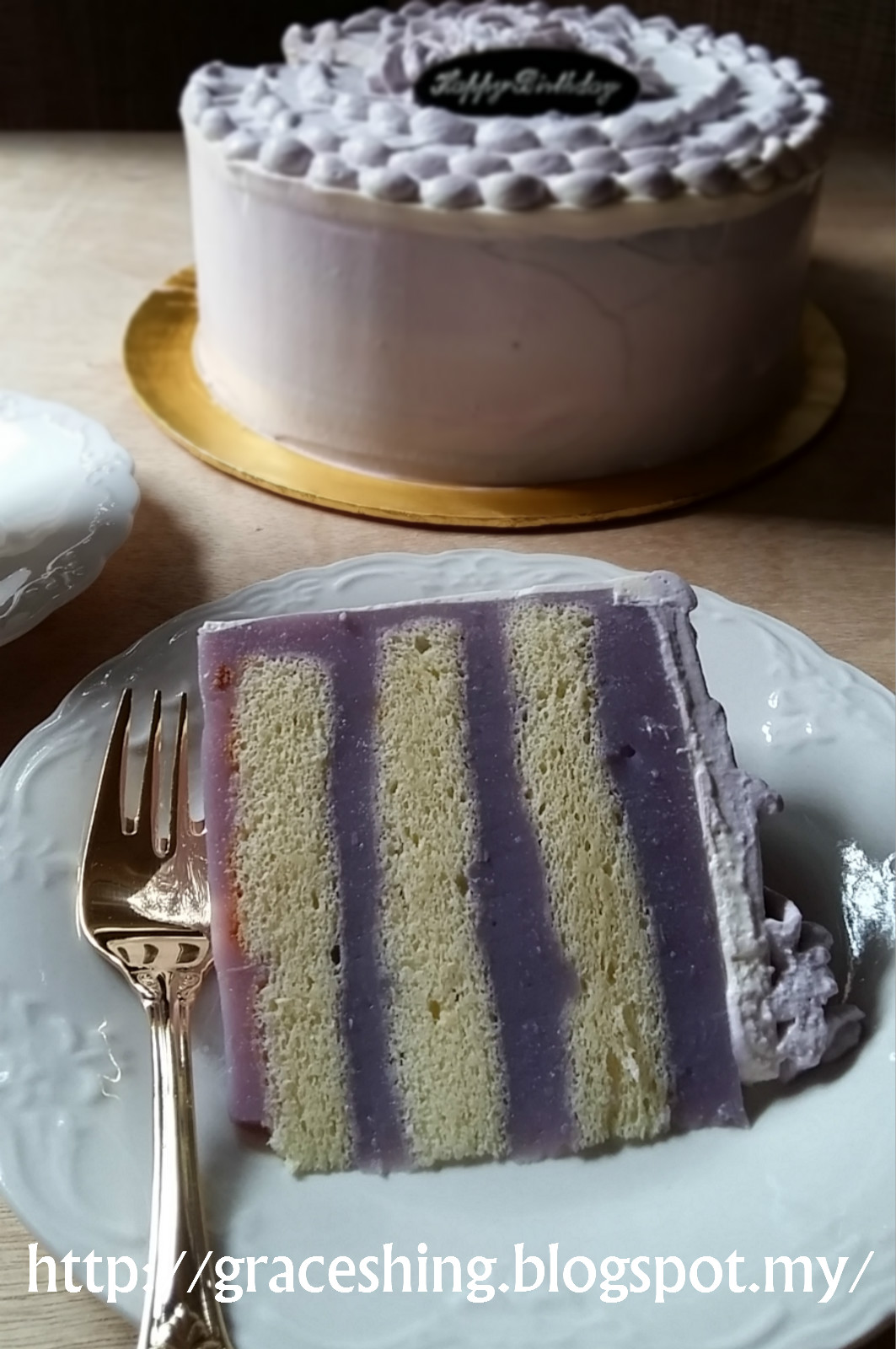 Grace's Blog 欣语心情: 紫薯芋头千层蛋糕 Sweet Potato & Yam Layer Cake