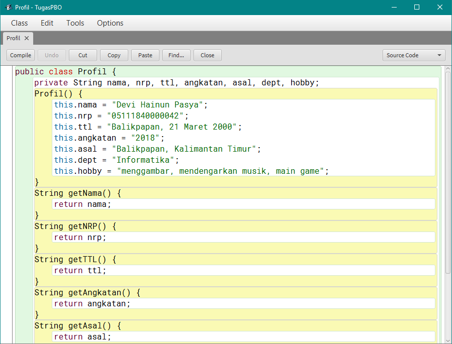 Tutorial Membuat "Hello world" dan Profil Diri dengan IDE BlueJ