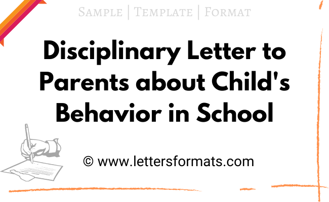 Disciplinary Letter to Parents about Child's Behavior in School