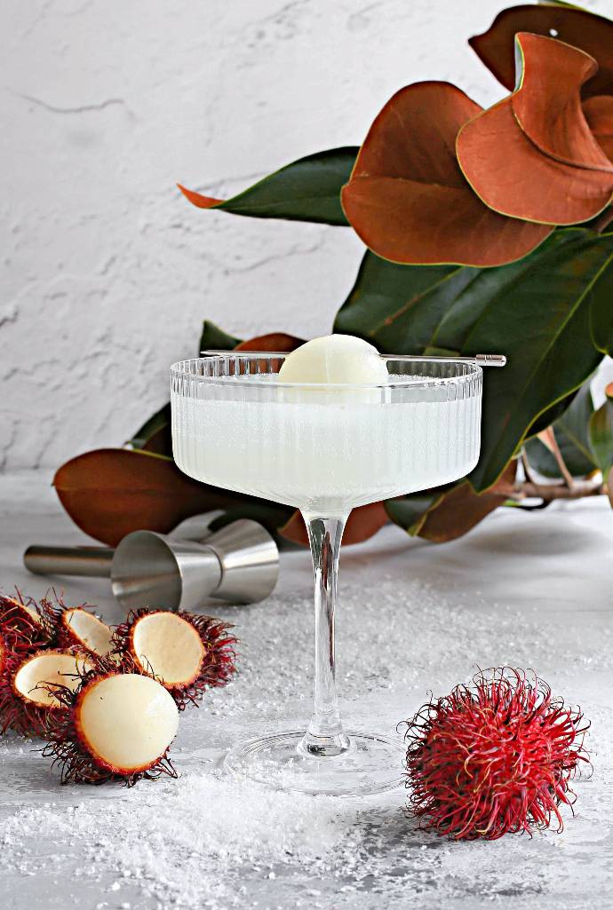 Hungry Couple: Sparkling Rambutan Gibson Cocktail