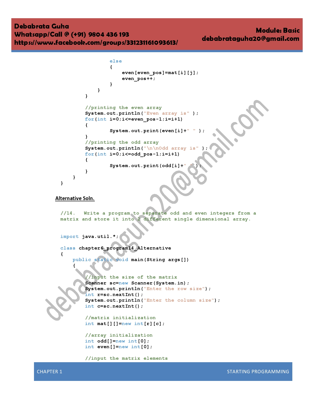 Java Solution Chapter 6 Double Dimension Array