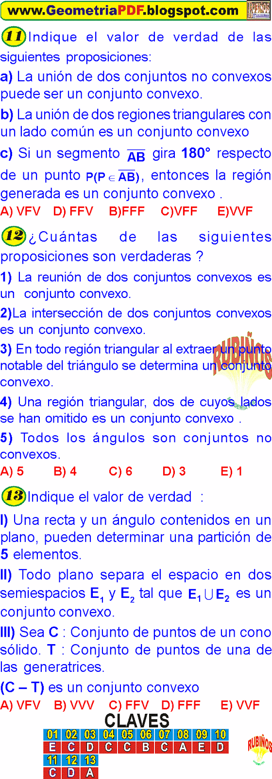 CONJUNTOS CONVEXOS EJERCICIOS RESUELTOS DE GEOMETRÍA PREUNIVERSITARIA PDF