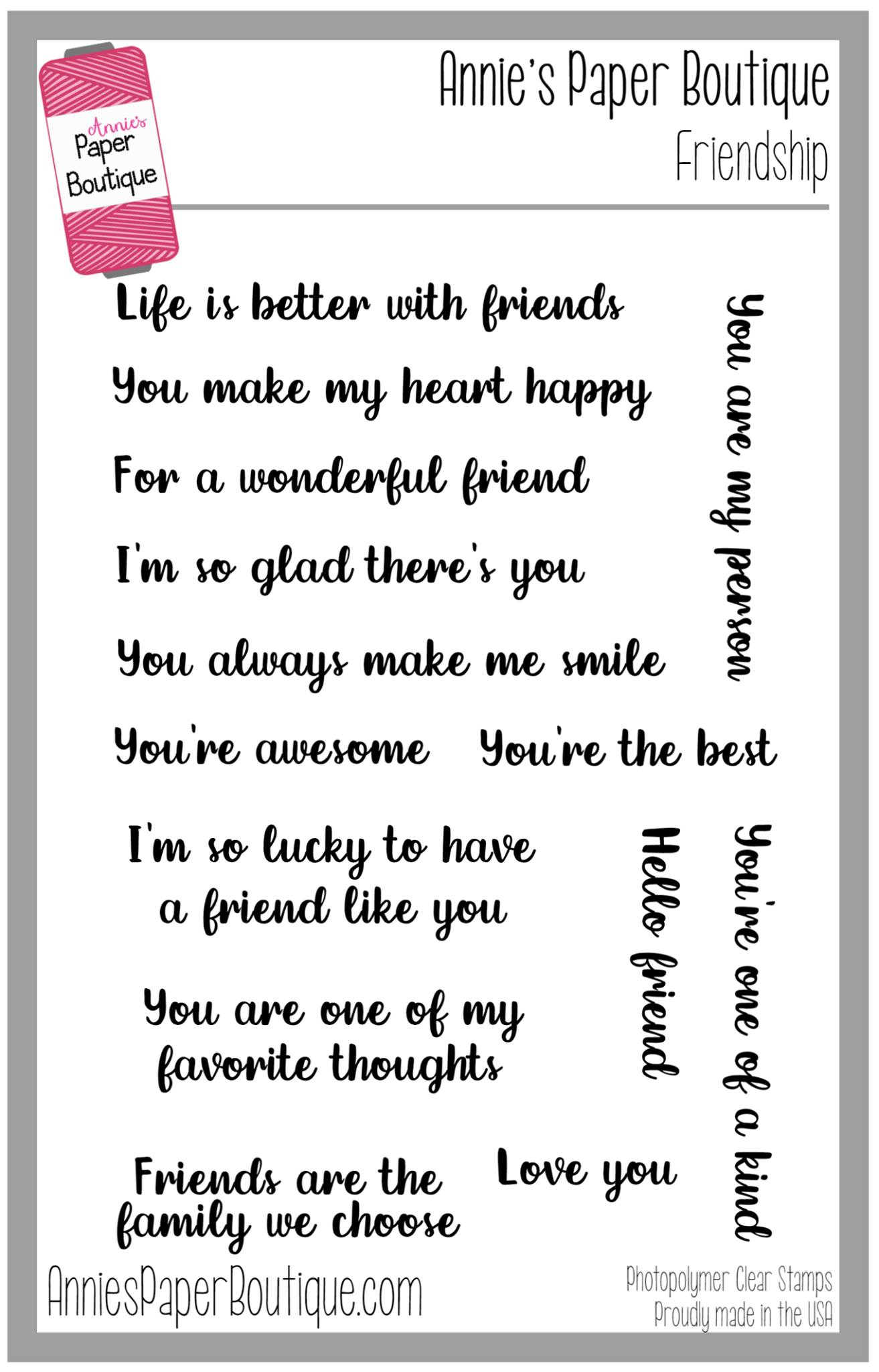 Beth's Beauties: Annie's Paper Boutique-Friendship Stamp Release