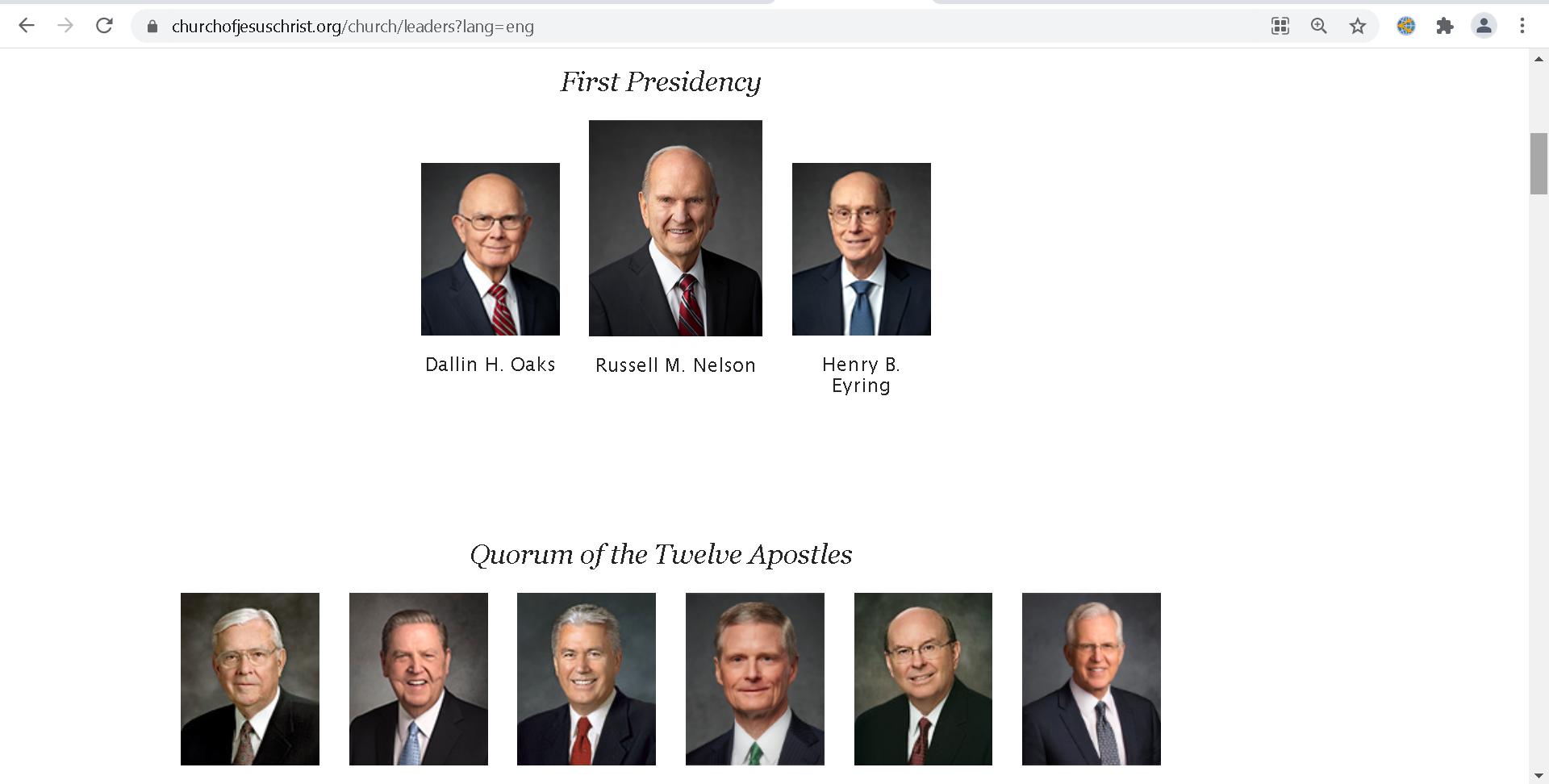 The Church of Jesus Christ of Latter-day Saints - LDS Leaderships 2021