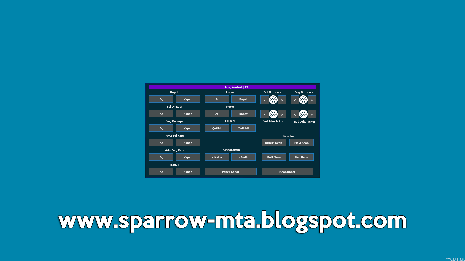 MTA SA Araç Kontrol Paneli Scripti