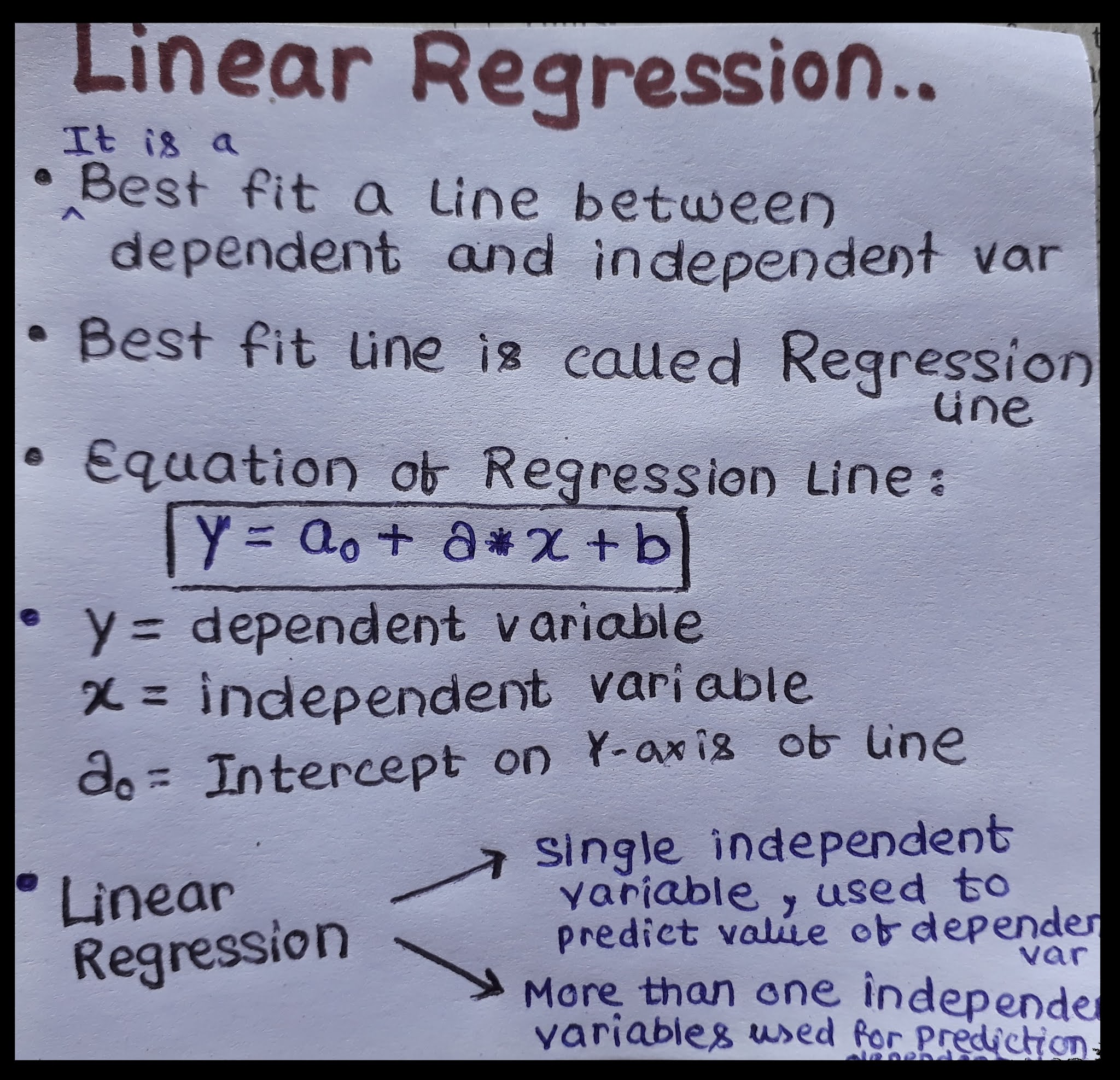 Data Science And Ai Quest Notes On Linear Regression Algorithm Revision Short Notes On How It