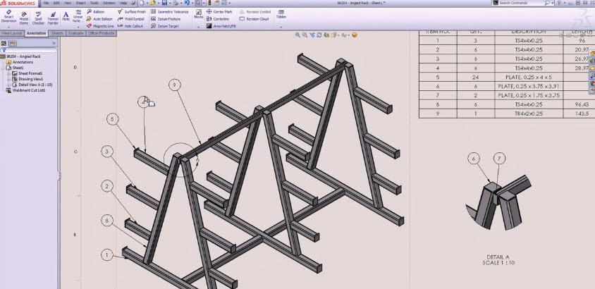 Drawing Steel Storage Rack in the SolidWorks Weldments. | Drawing and ...