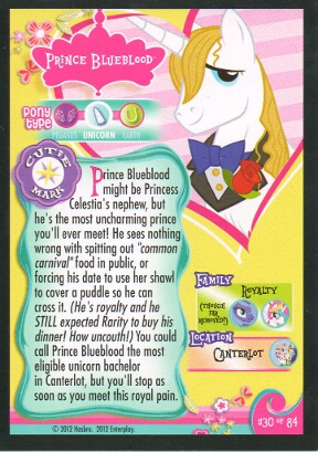 My Little Pony Prince Blueblood Series 1 Trading Card | MLP Merch