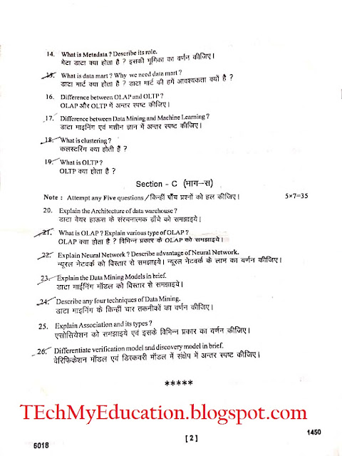 UBTER CSE 6 sem papers