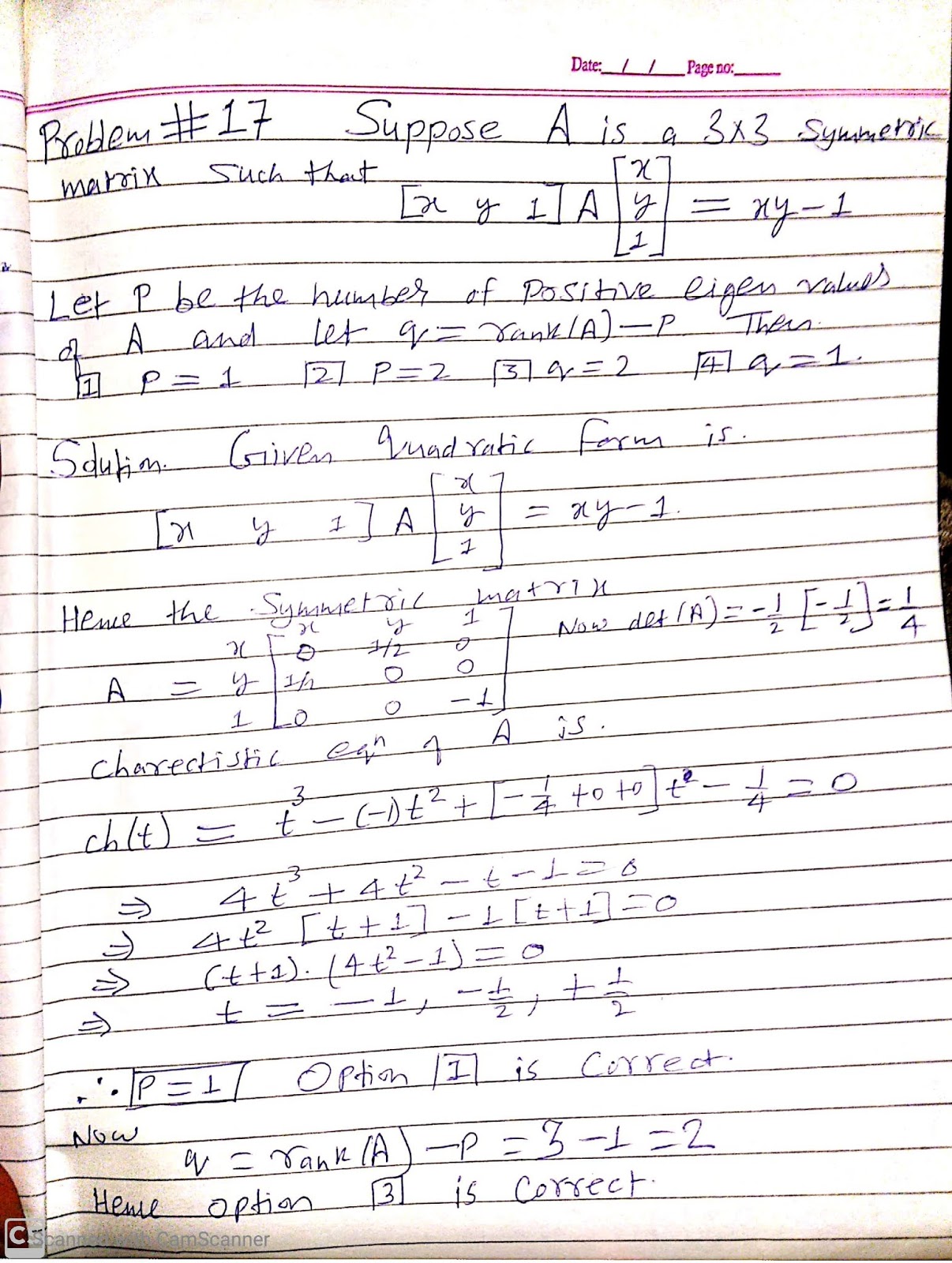 Linear Algebra ( NET ) | Practice Problem with solution - CSIR NET ...