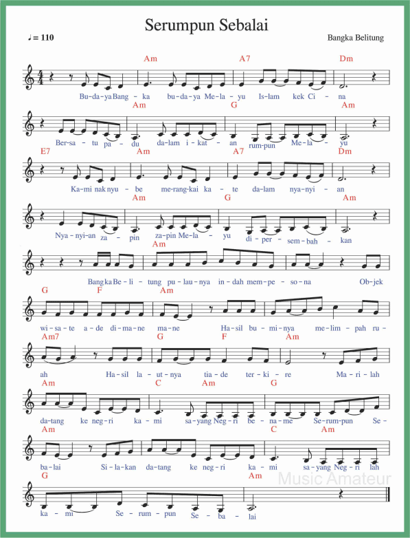 Not Angka Serumpun Sebalai - SEPUTAR MUSIK