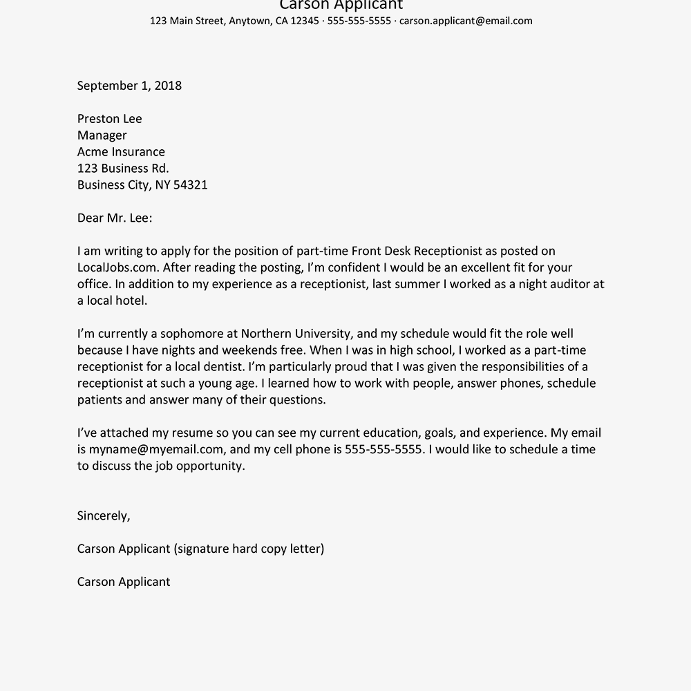 Cover Letter Format Canada - Formal Letter