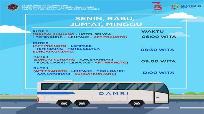 Damri Samarinda, Inilah Transportasi Bandara APT Pranoto - Bus Damri