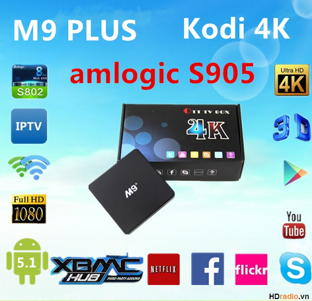 Android Box M9 Plus - Android 5.1 cho tải vô vàn ứng dụng xem HD.