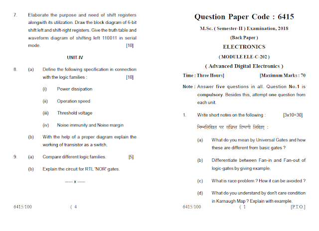 Lucknow University M.Sc.( Semester-II) (Back Paper ) ELECTRONICS ...