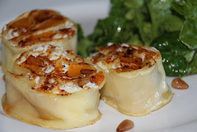 The shady pine: Roasted Pumpkin and Goat Cheese Rotolo