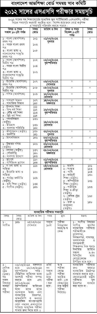 Best Education Online: SSC Exam Routine 2012 for all education board ...