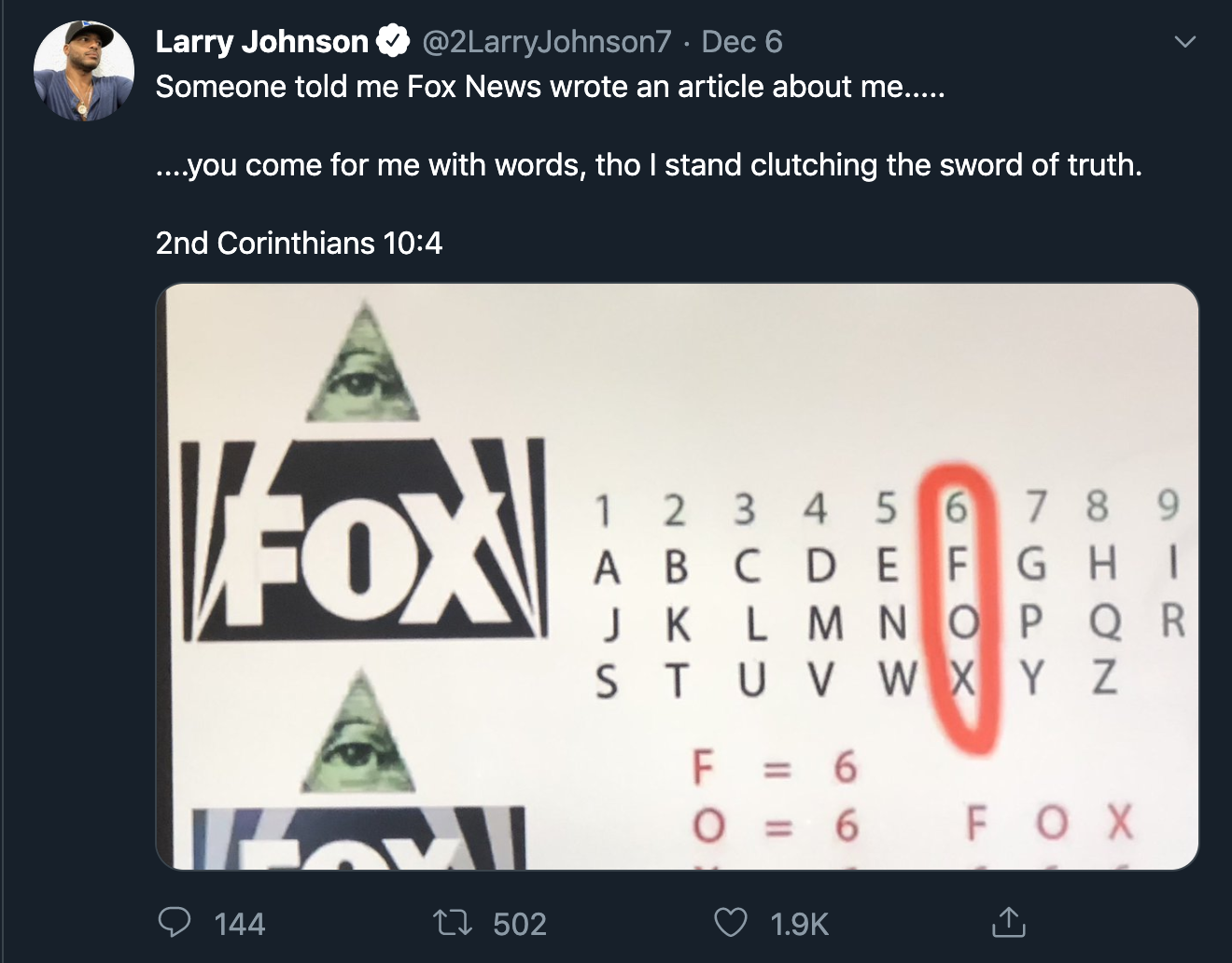666 | Larrry Johnson helps spread the FOX 666 gematria knowledge ...