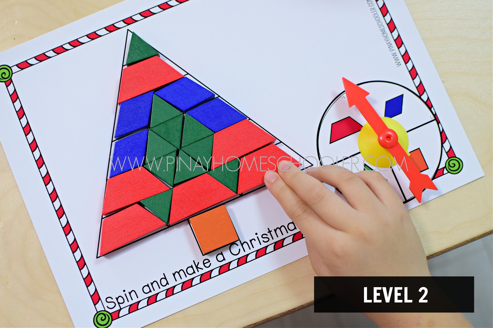 Christmas Pattern Blocks Spin and Build | The Pinay Homeschooler
