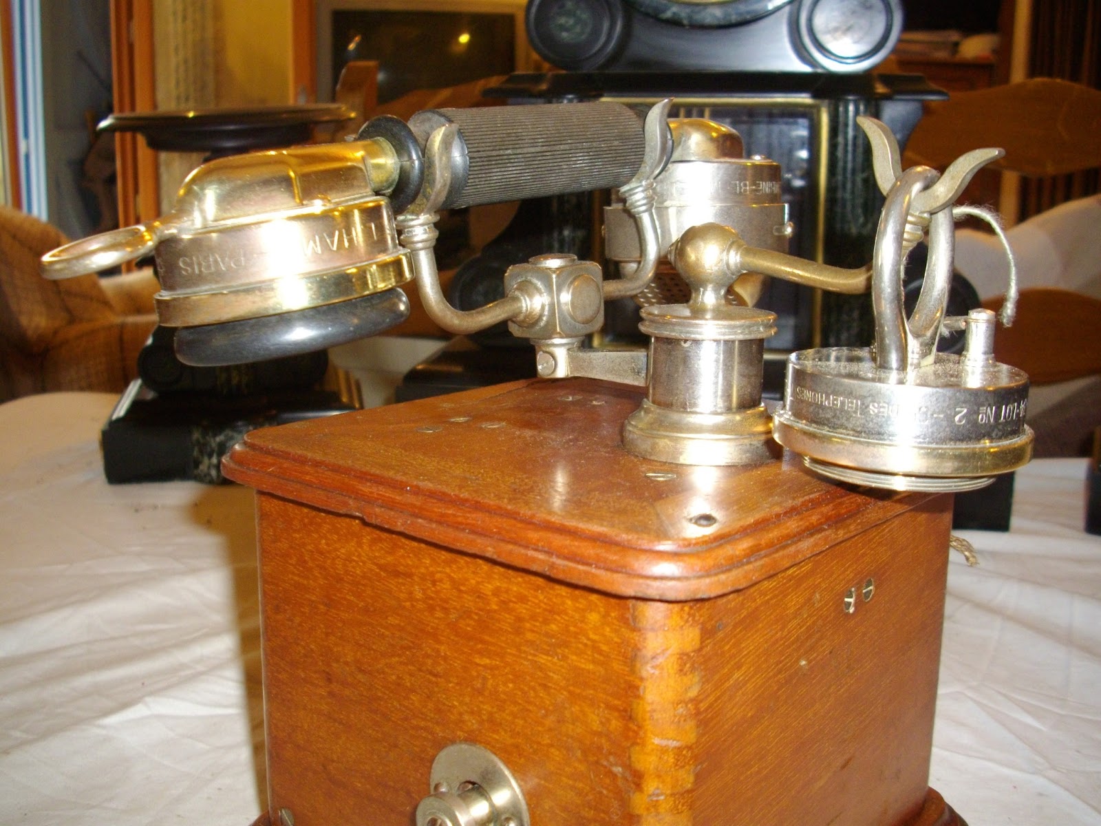 antique french Phone old wooden crank phone company Thomson-Houston ...