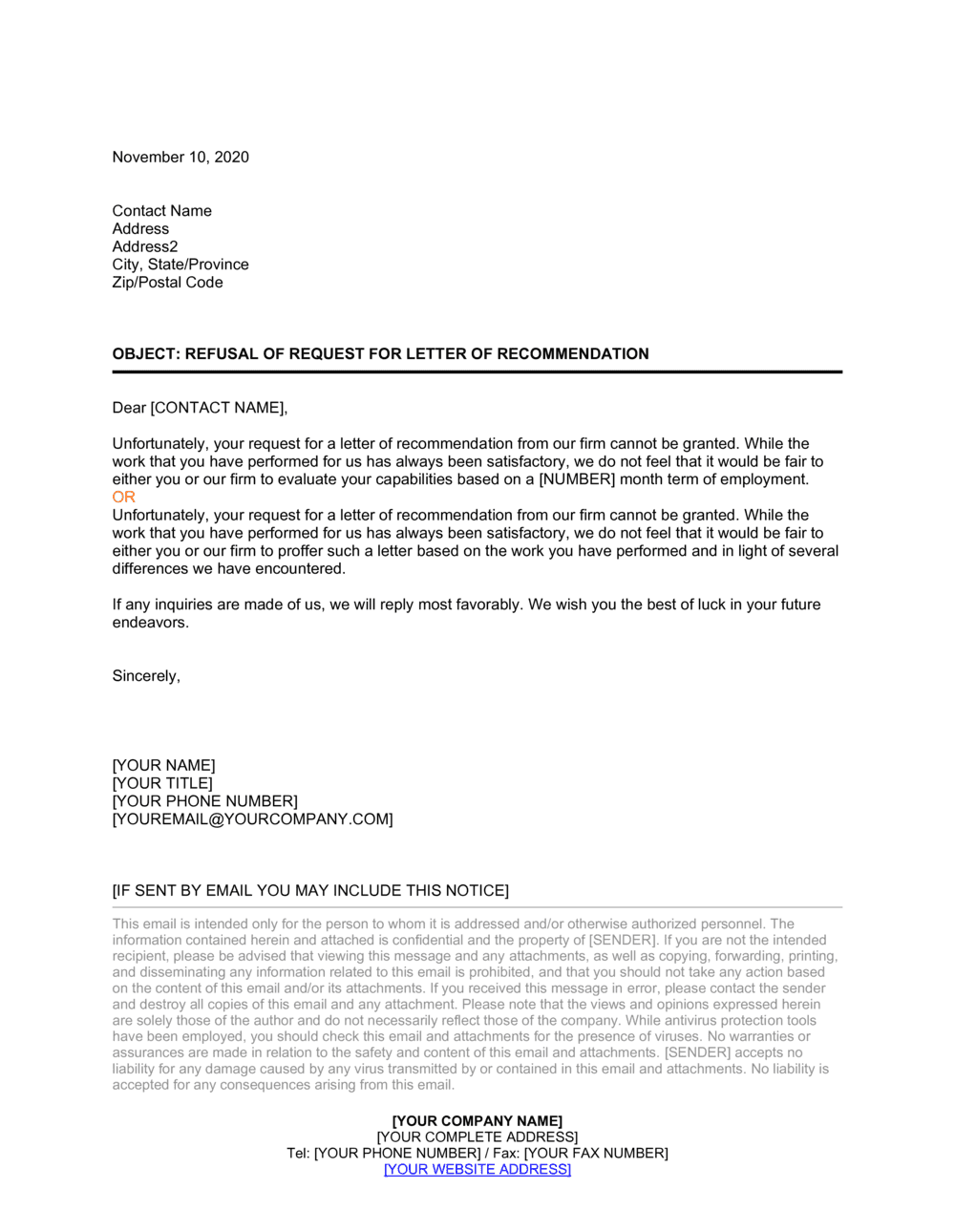 Request For Recommendation Letter - Formal Letter