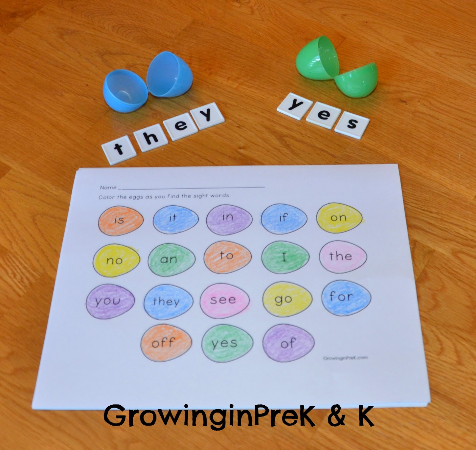 GrowinginPre-K and K: Sight word egg hunt