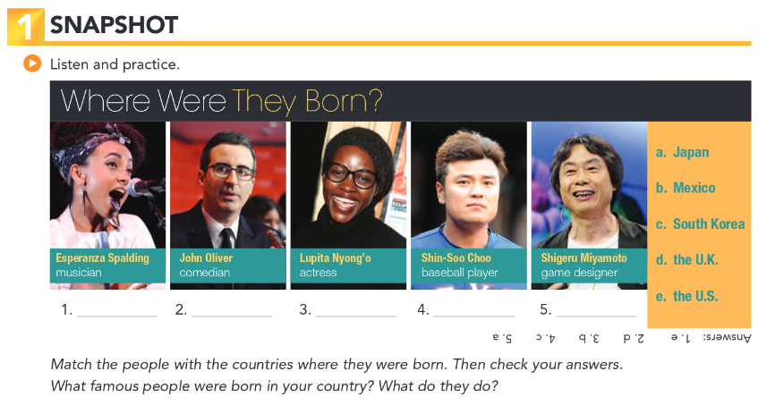 English Every Day! - Oral Com II: Unit 15 - Where were you born?