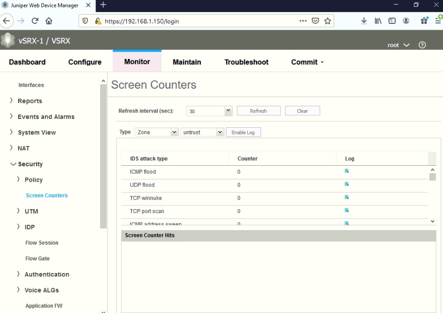 My Cybersecurity Journal: Juniper Networks SRX Firewall Screen