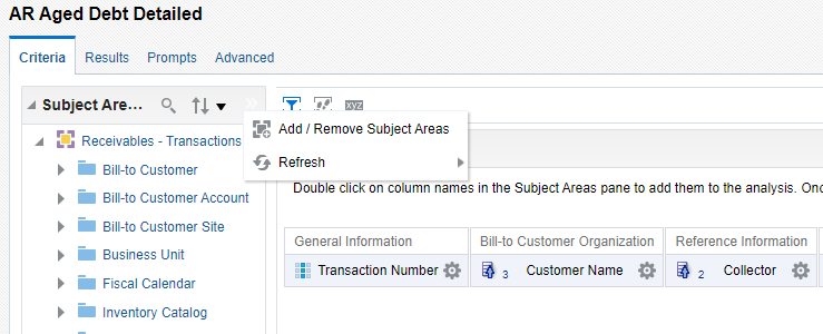 Create a complex multi-subject area analysis in Oracle Transactional ...
