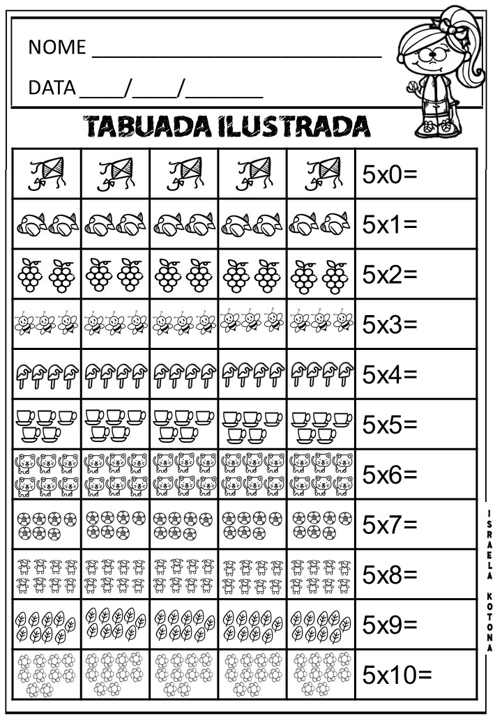 Educação infantil facil: Tabuada ilustrada