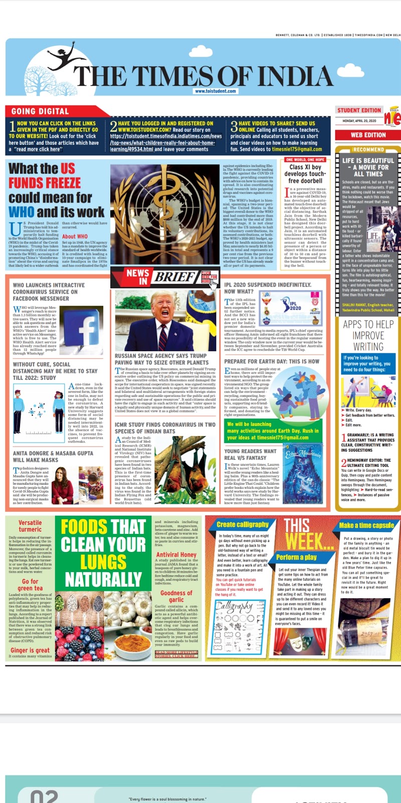 .: TOI paper student edition