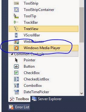 How to add Windows media player in toolBox windows form c#