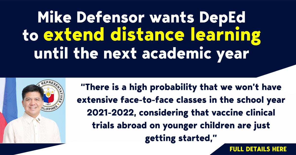 Mike Defensor wants DepEd to extend distance learning until the next ...