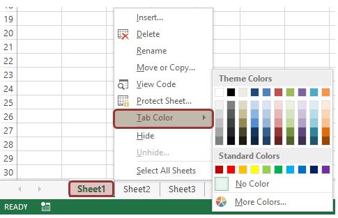 How to change Tab Color in Excel