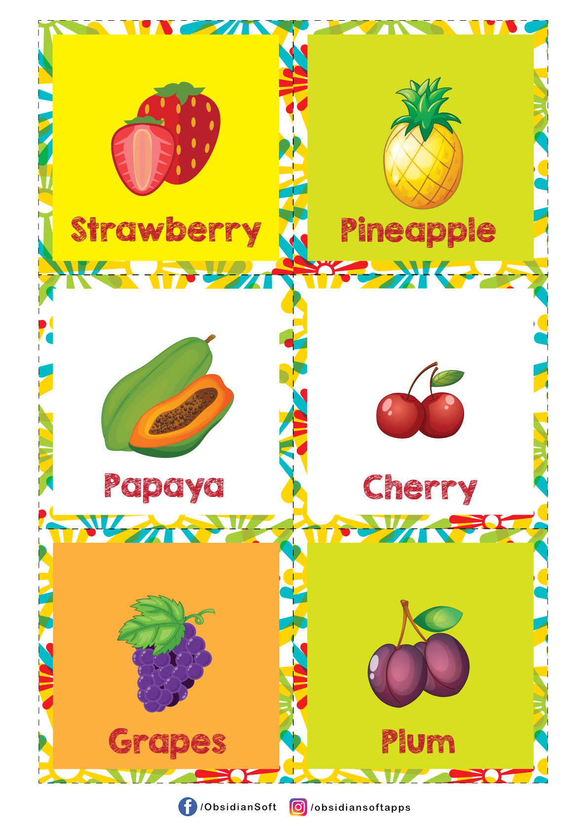 Flash Cards for Fruit Names