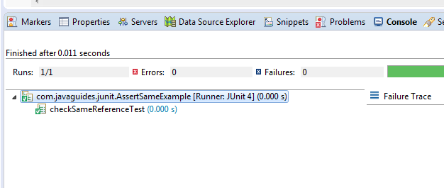 JUnit Assert.assertSame() Method Example