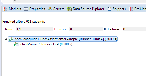 JUnit Assert.assertSame() Method Example