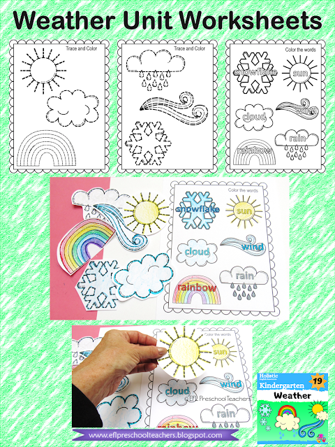 ESL/EFL Preschool Teachers: Weather Unit worksheets for Kindergarten ...