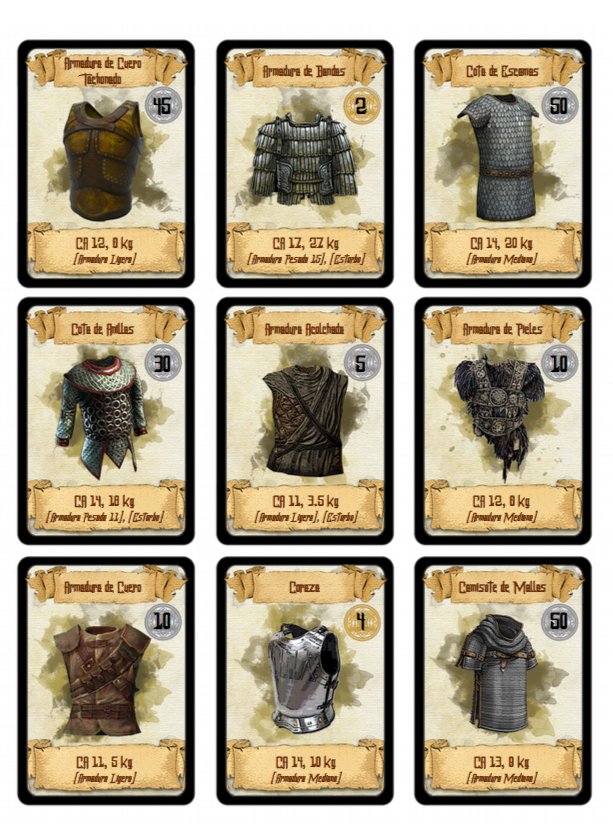 Sinergia de Rol: Cartas de equipo a color - Ayuda para Eirendor