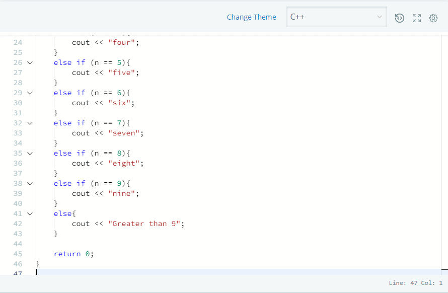 Conditional Statements in C++ - Hacker Rank Solution - Sloth Coders
