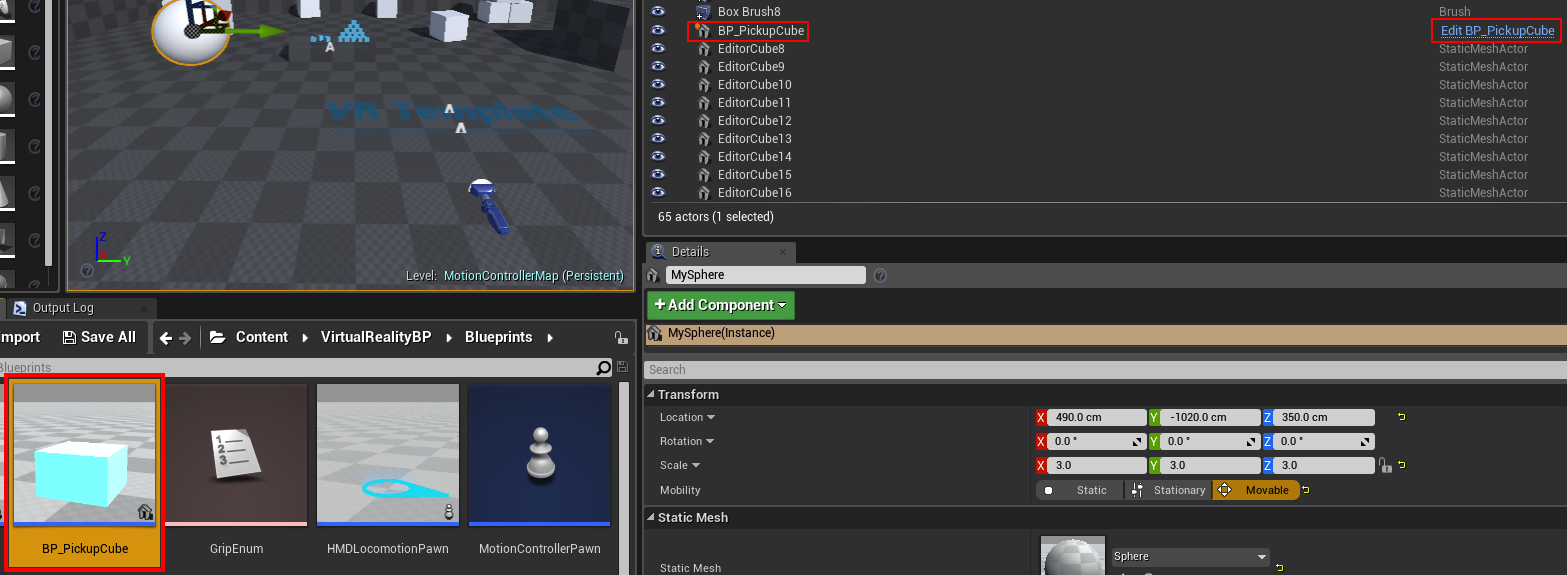 I touchs: Unreal: VR Template