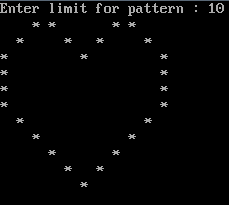 Program to print Heart pattern ~ Code Vidyalay