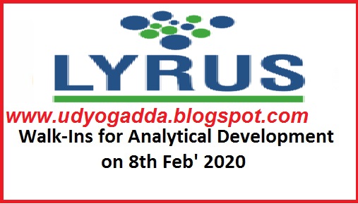 UDYOG ADDA: Lyrus Life Sciences Pvt. Ltd Walk-in Drive For Analytical Development (formulation ...