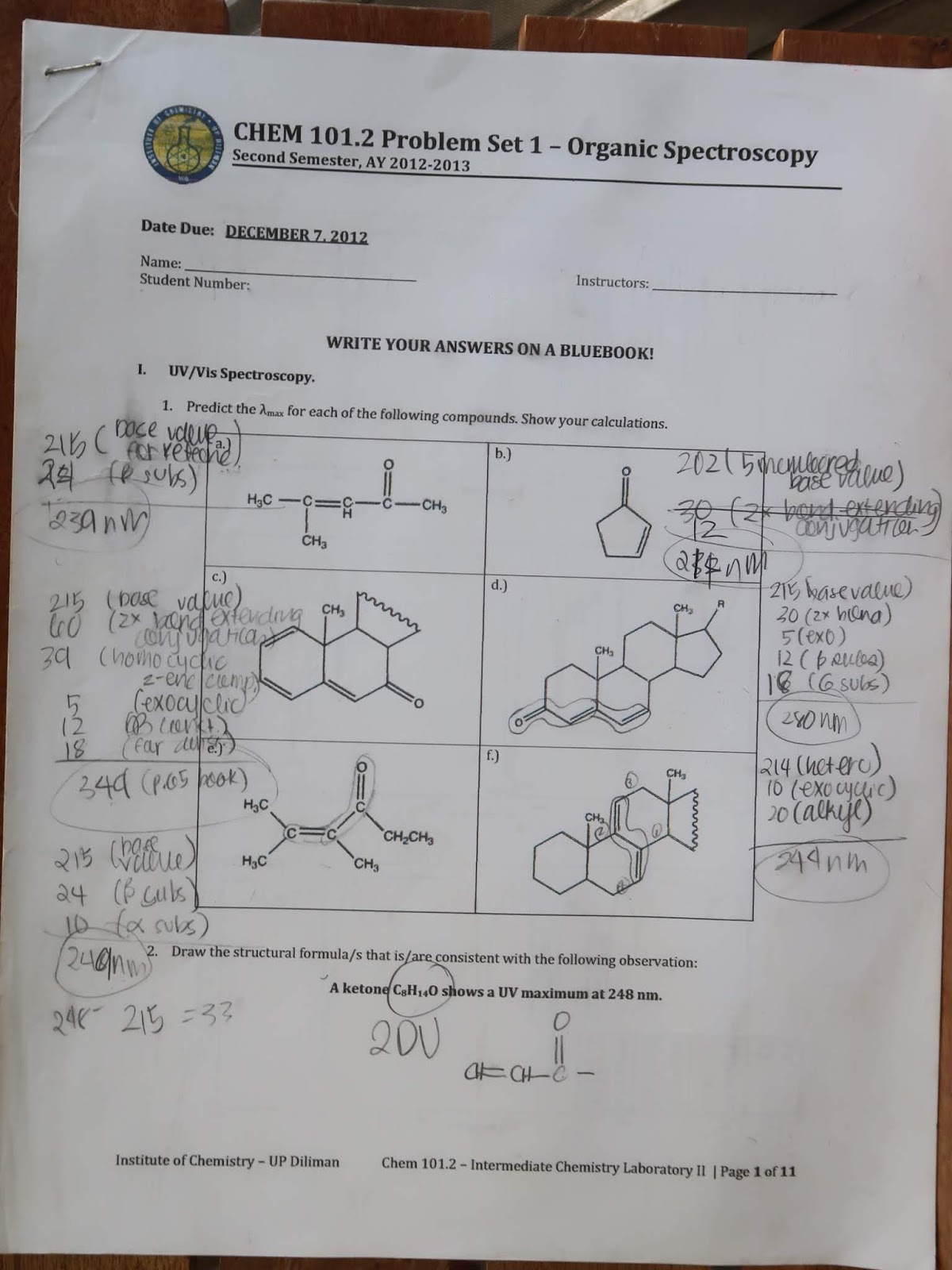 UPD Samplexes, Readings, and Materials: UPD Chem 101.2 Problem Set 1 ...