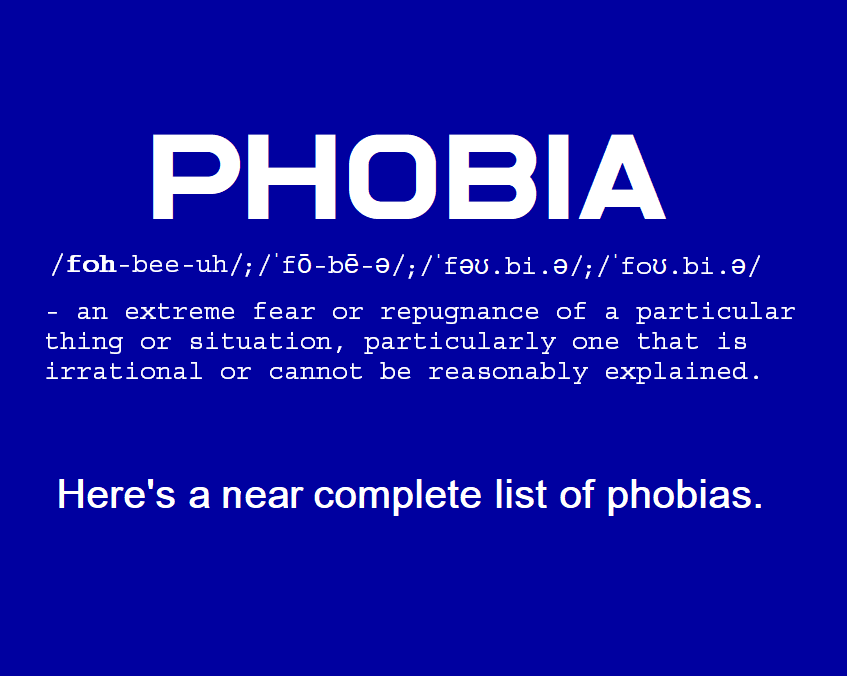 Philippines Illustrated : Near Complete List of Phobias